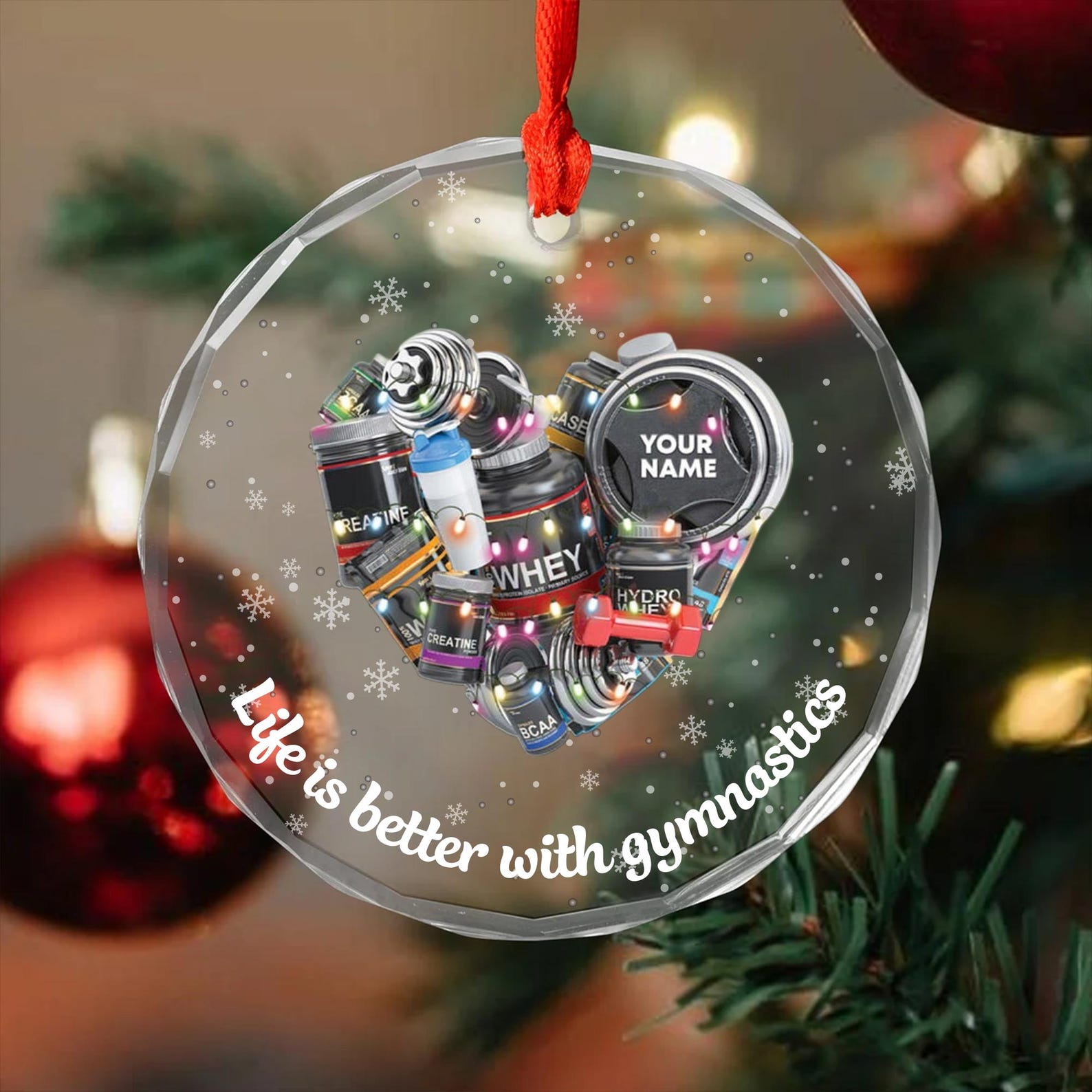 Bodybuilding Glass Ornament, Fitness Gifts, Gym Lover Tree Haging ...
