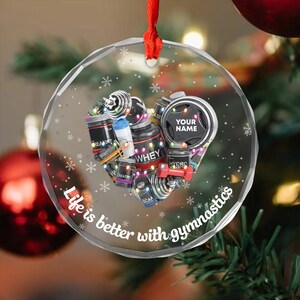 Bodybuilding Glass Ornament, Fitness Gifts, Gym Lover Tree Haging ...
