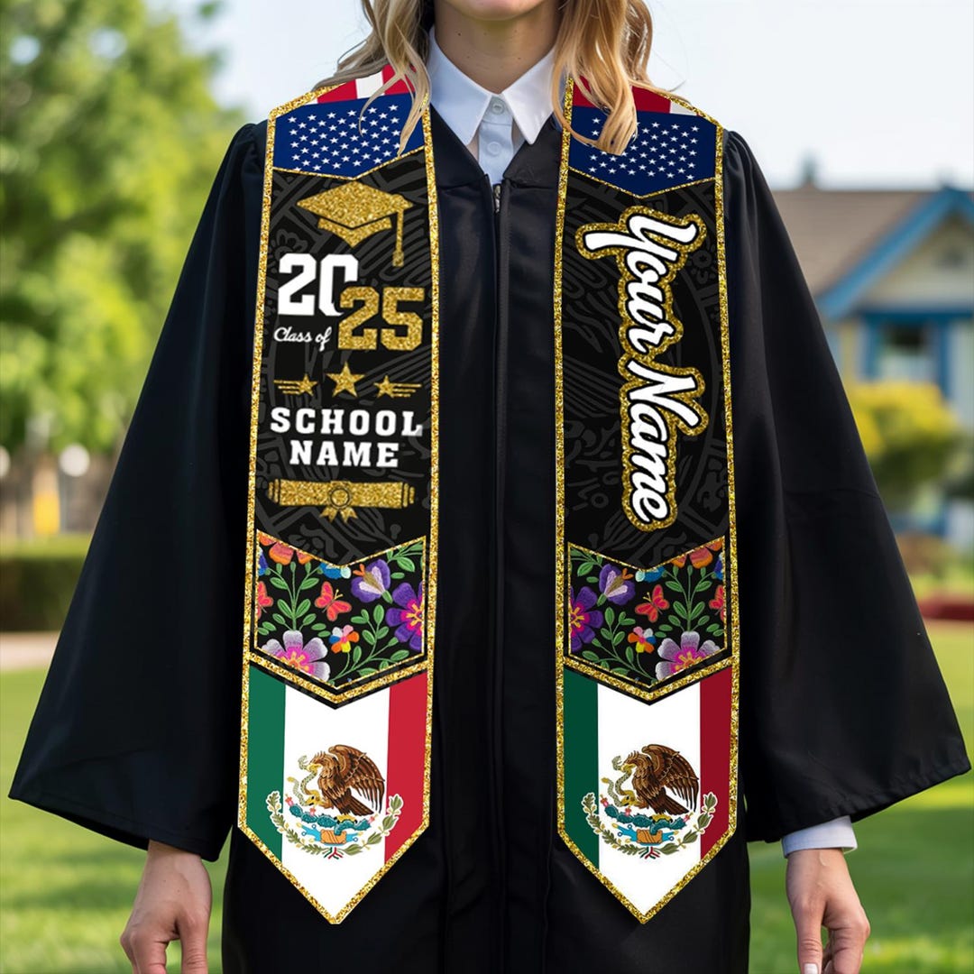 Custom Mexican Stole,personalized Mexican Graduation Sash,mexican ...