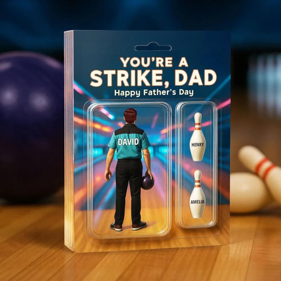 Custom 3D Effect Bowling Dad, You're a Strike Dad Bowling Custom Figure ...
