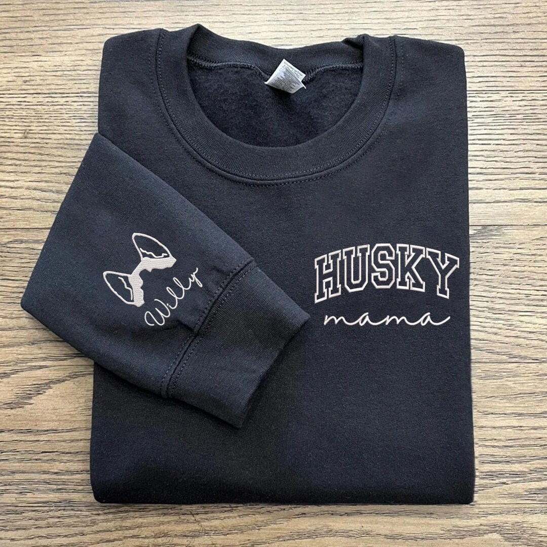 Embroidery Husky Mama Sweatshirt, Embroidered Husky Mom Sweatshirt ...