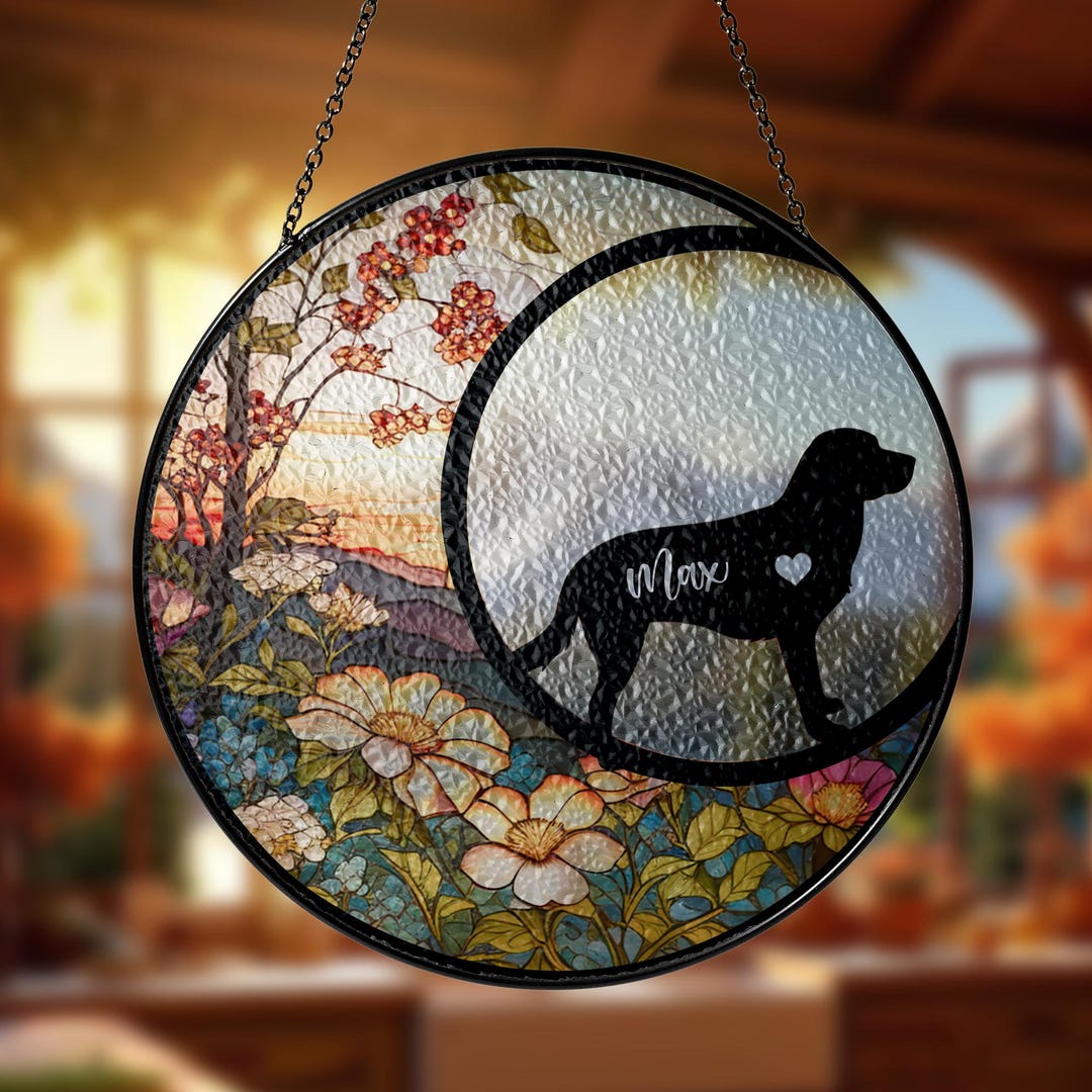 Custom Dog Stained Glass Suncatcher, Custom Dog Loss Gifts, Dog ...