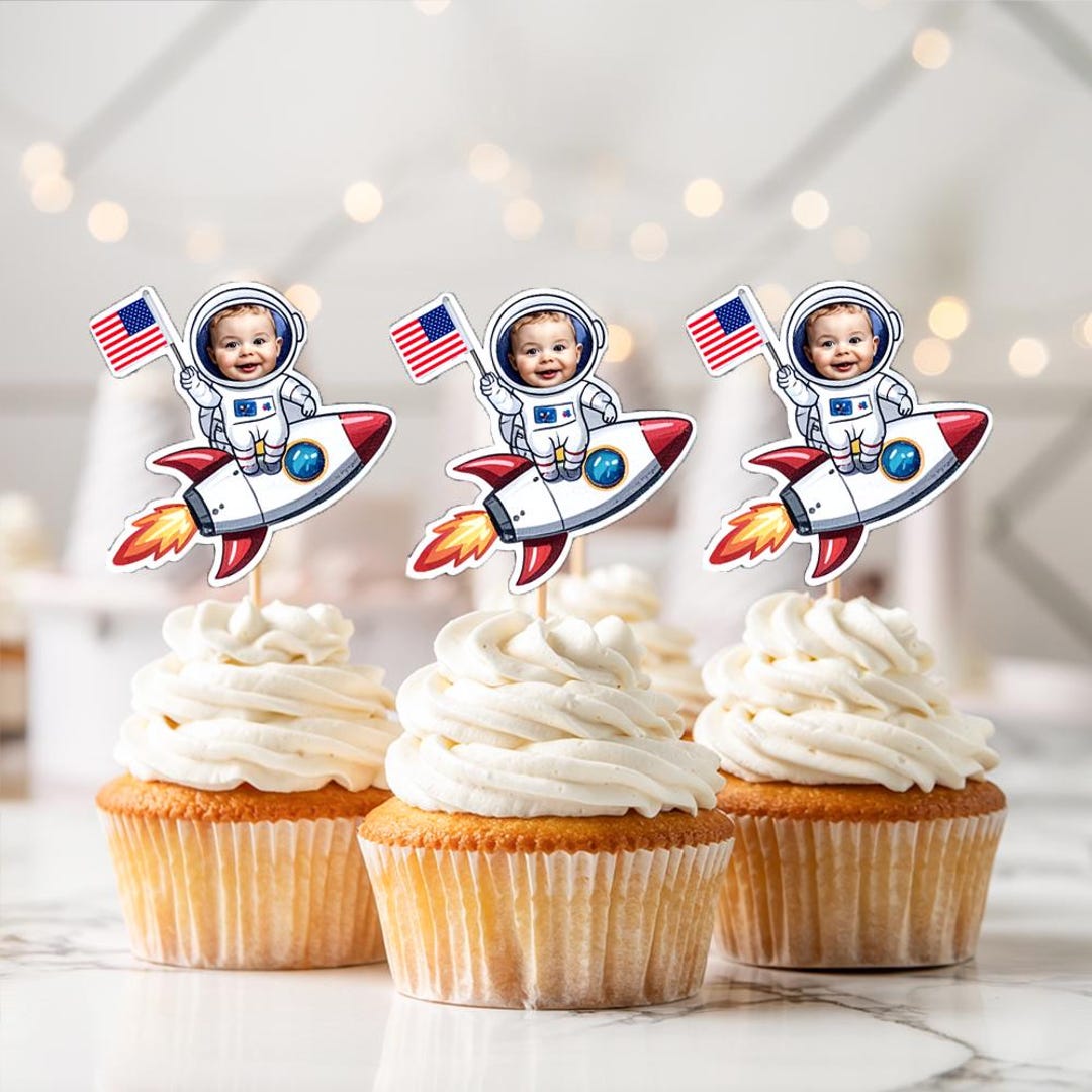 Personalized Photo Baby Birthday Cupcake Topper, Custom Cupcake Topper ...