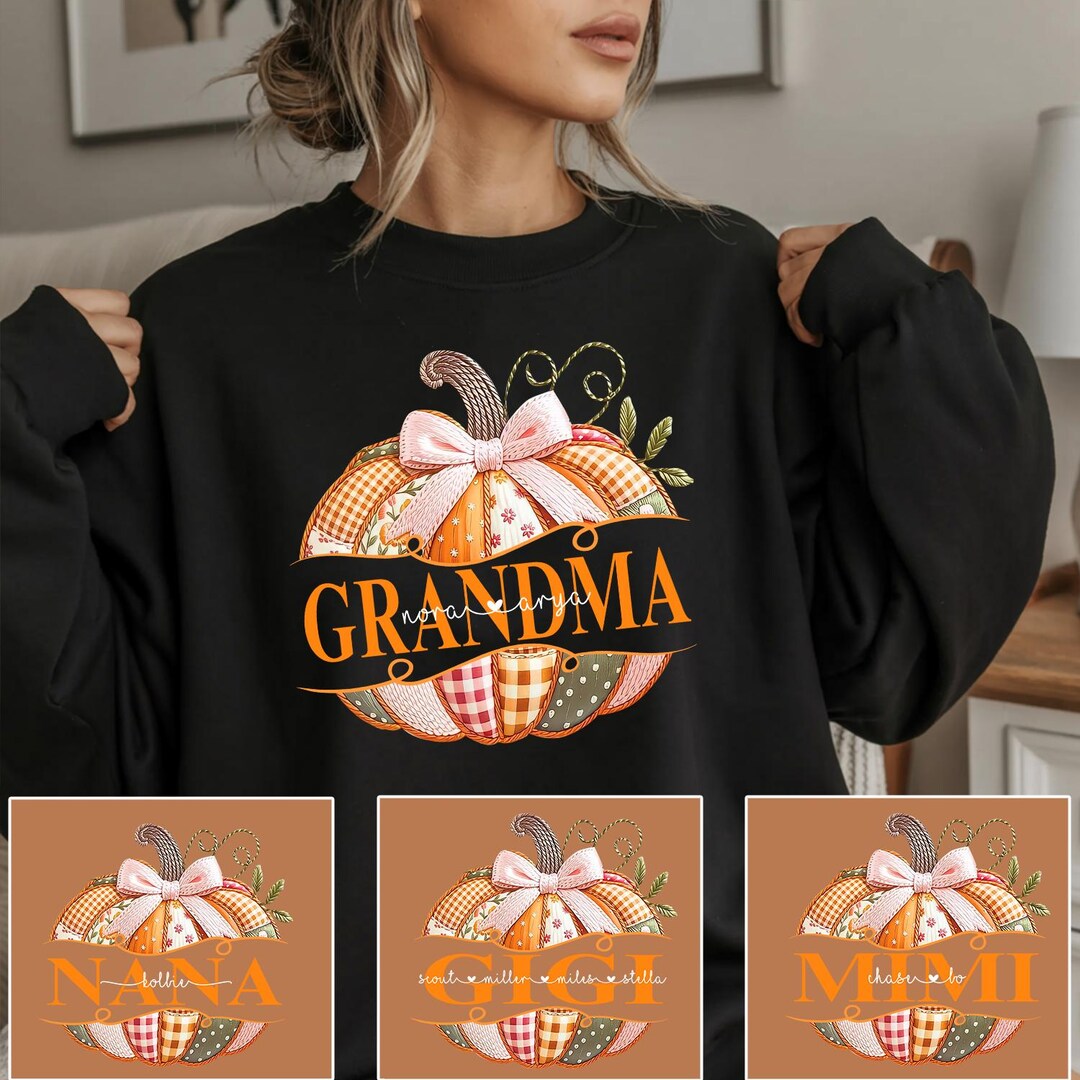 Fall Grandma PNG With Grandkids Names PNG, Grandma Digital Files ...