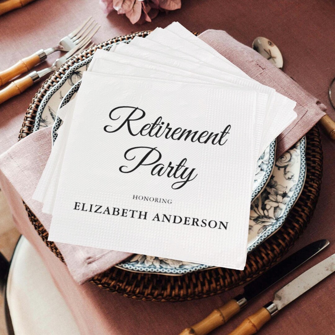 Custom Retirement Napkins, Personalized Retirement Party Napkins, Bulk ...