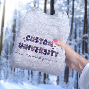 Custom Embroidered Floral Letter University Sweatshirt, Embroidered ...