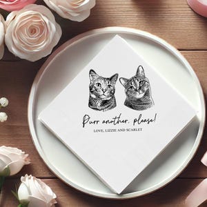 Personalized Illustrated Cat Wedding Napkins, Bridal Shower, Engagement ...