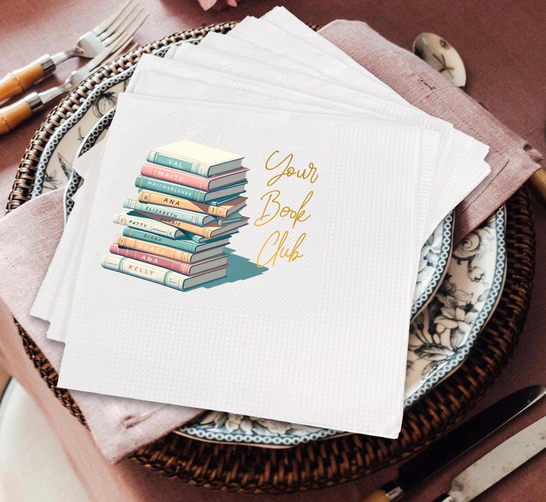 Personalized Book Club Beverage Napkins, Paper Party Napkins for Book ...