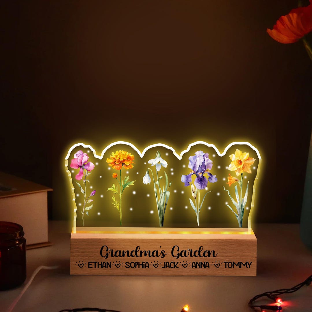 Personalized Grandma Night Light, Custom LED Name Lamp, Engraved Gigi ...