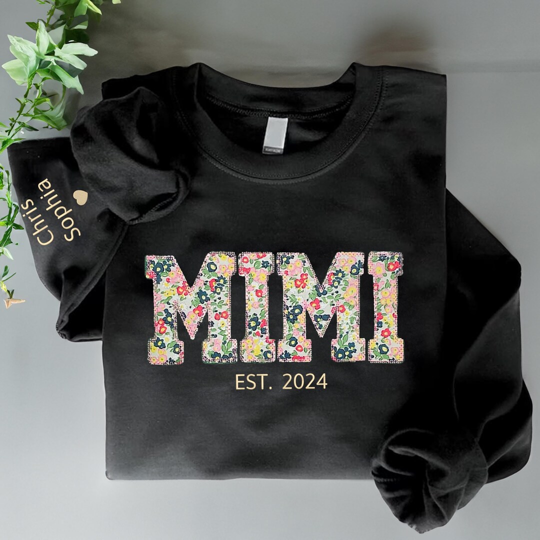 Custom Embroidered Mimi Sweatshirt, Mimi Floral Applique Sweatshirt ...