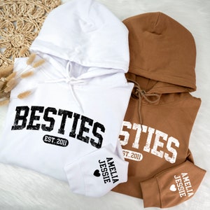 Personalized Besties Hoodie, Custom Bestie Hoodie, Best Friend Matching ...