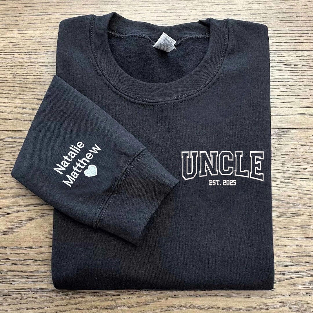 Uncle Embroidered Sweatshirt, Custom Uncle Shirt With Kids Name, Uncle ...
