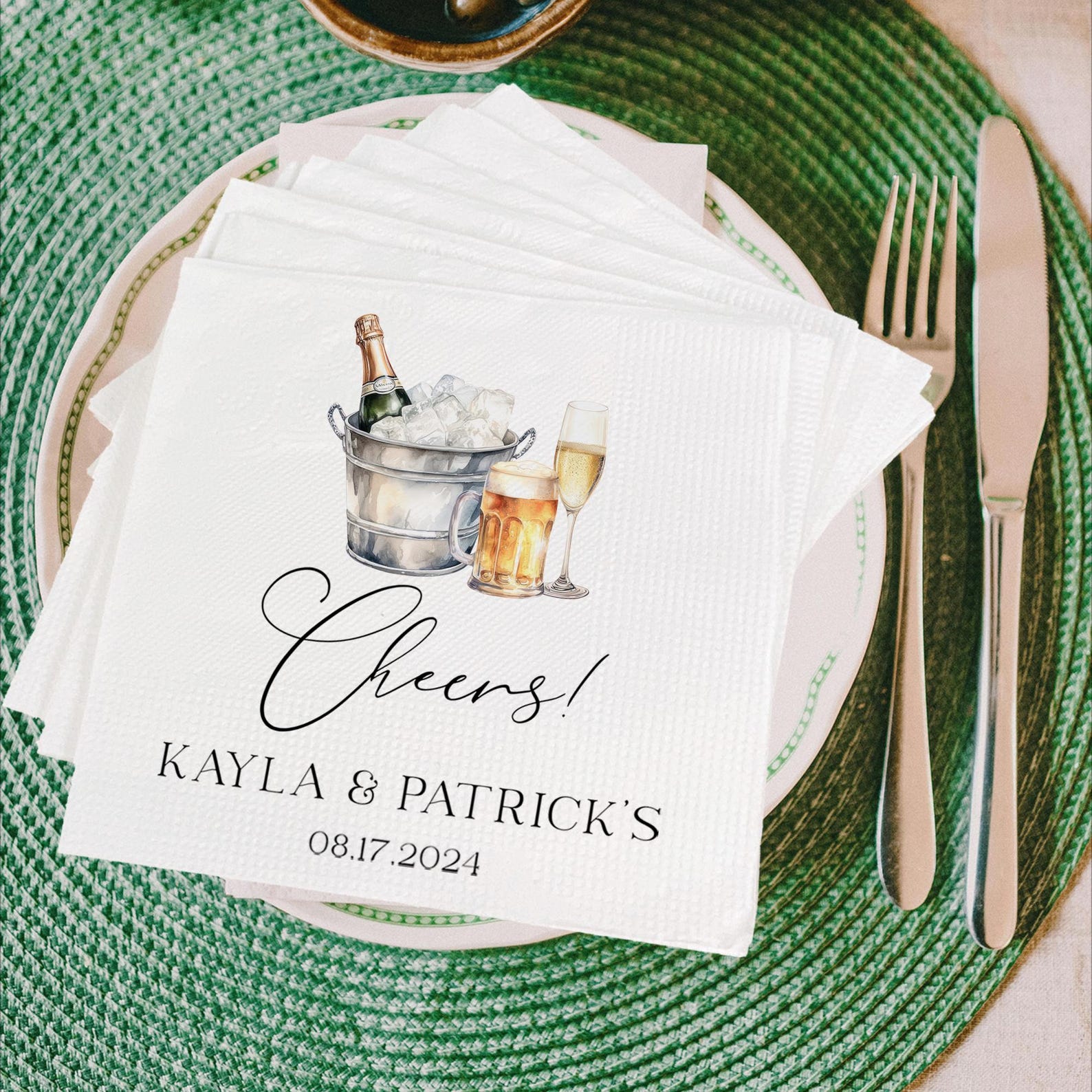 Bubbles and Brew Napkins, Couples Shower Napkins, Beer Champagne ...