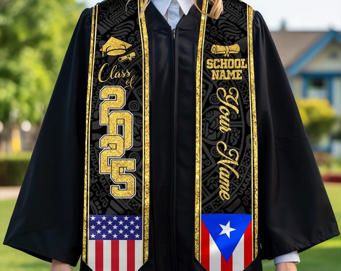Mexico/puerto Rico Graduation Stole, Boricua Stole, First Generation ...