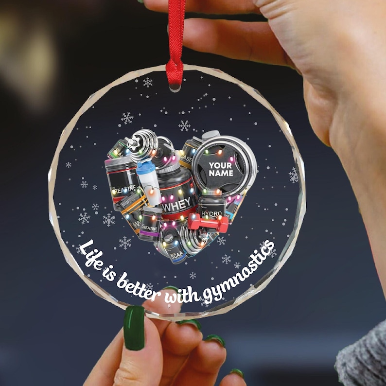 Bodybuilding Glass Ornament, Fitness Gifts, Gym Lover Tree Haging ...