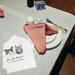 Custom Illustrated Cat,wedding Napkins,custom Pet Wedding Napkins |pet ...