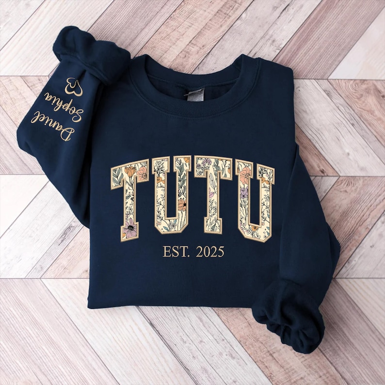Custom Tutu Sweatshirt - Floral Appliqué Embroidered Tutu Sweater ...