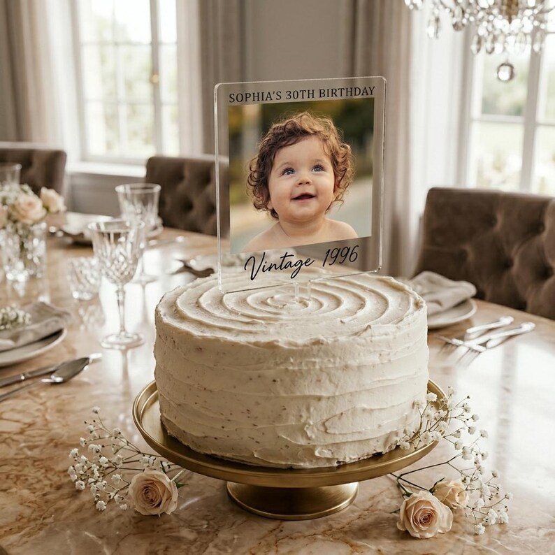Personalized Photo Acrylic Cake Topper, 30th Birthday Party Decoration ...
