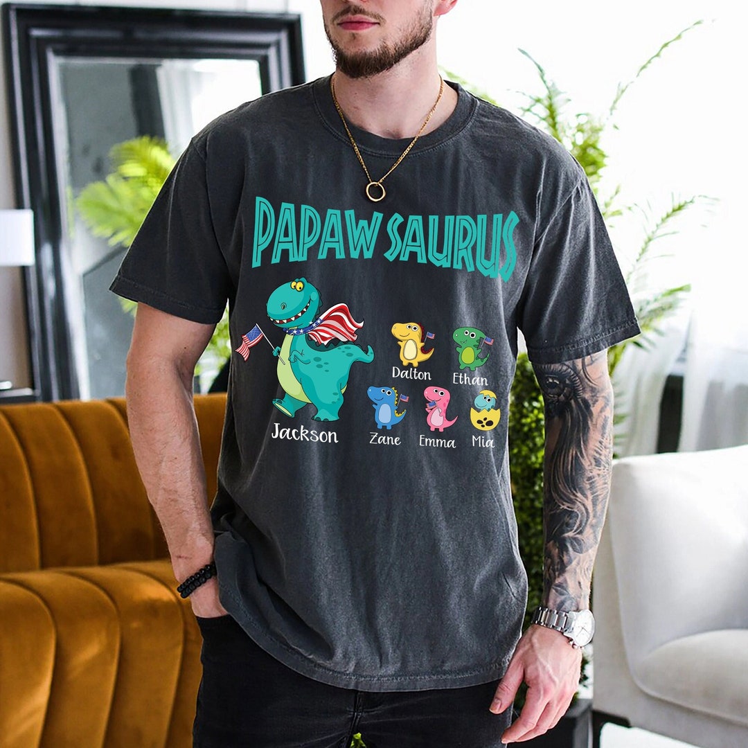 Grandpasaurus T-shirt With Kids Names, Custom Papaw Shirt Funny Shirt ...