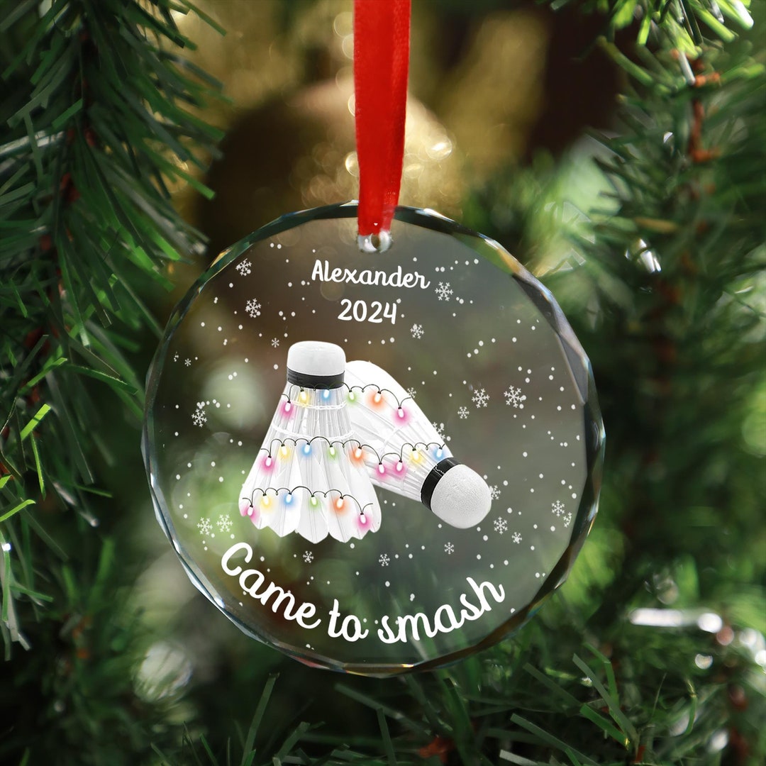 Custom Badminton Glass Ornament, Personalized Badminton Christmas ...