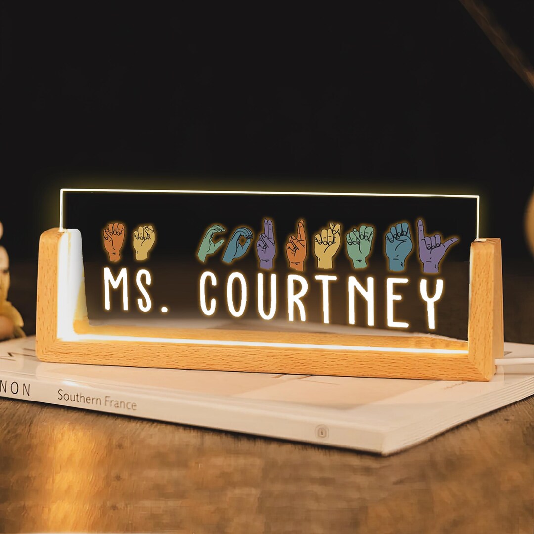 ASL Teacher Desk Name Plate, Sign Language Instructor Sign, ASL Office ...