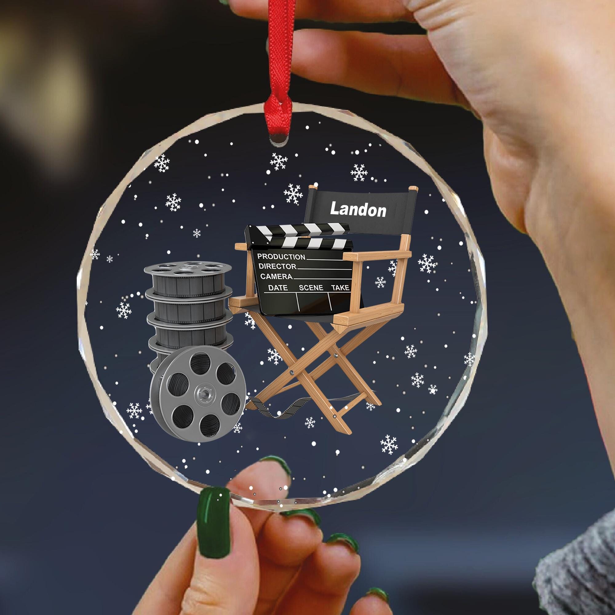 Custom Film Clapboard Glass Ornament, Film Clapper Ornament, Director ...
