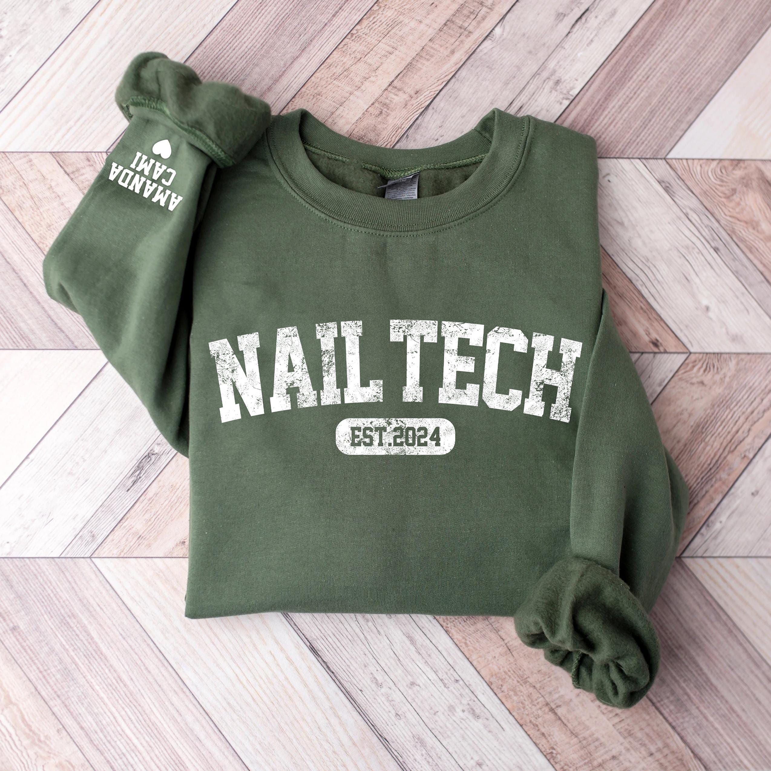 Personalized Nail Tech Sweatshirt, Custom Nail Artist EST Sweater,nail ...