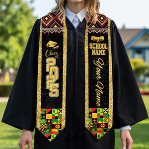 Personalized African American Graduation Sash, Graduation Stole African ...