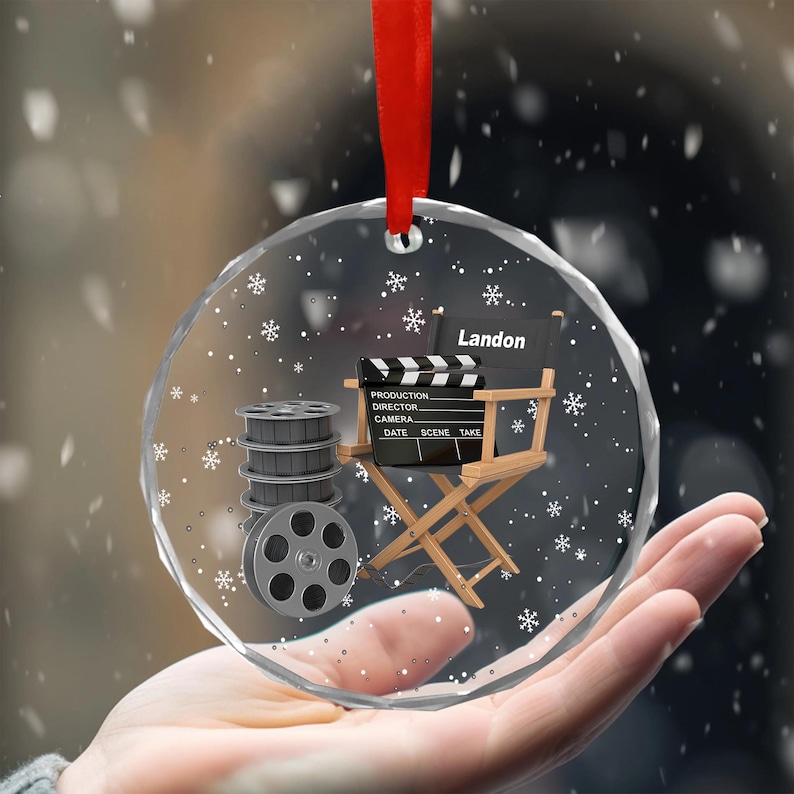Custom Film Clapboard Glass Ornament, Film Clapper Ornament, Director ...