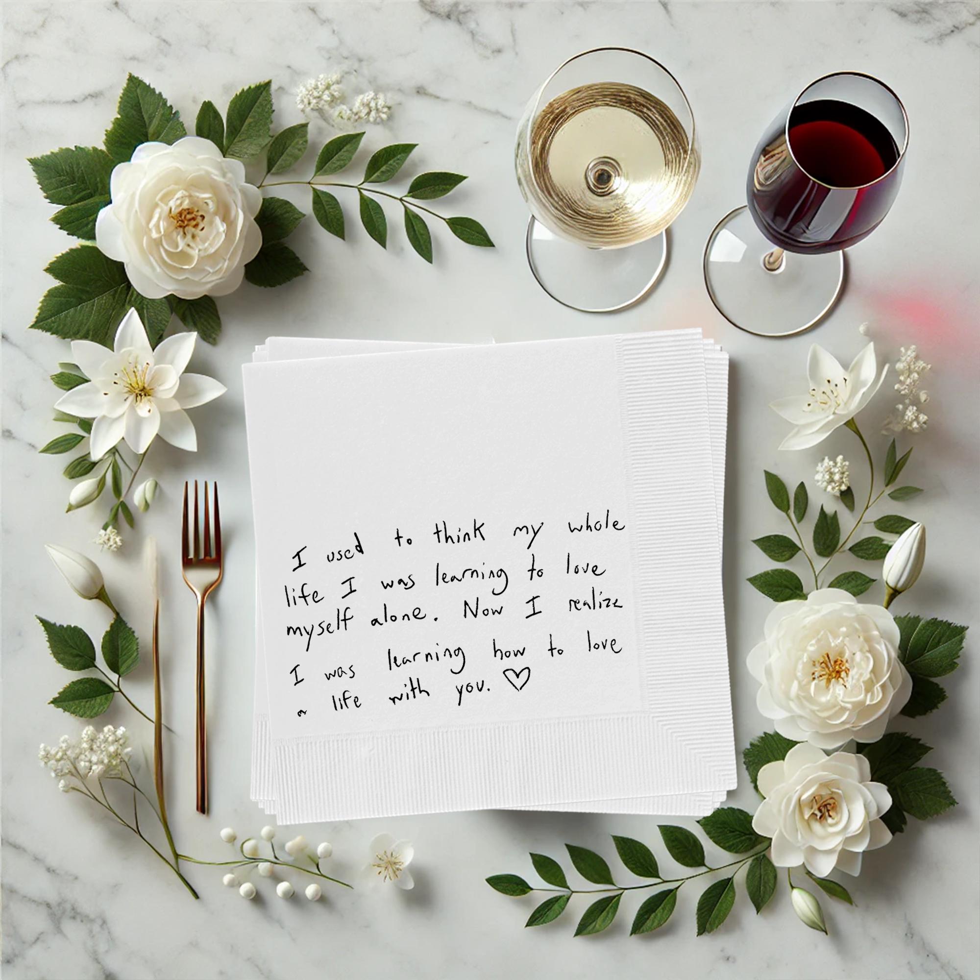 Custom Love Note Handwriting Napkins, Personalized Handwritten Note ...
