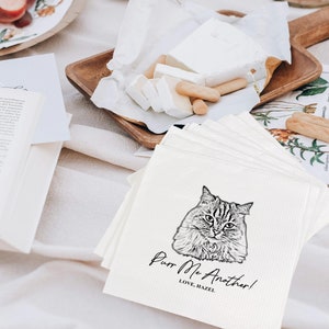 Personalized Illustrated Cat Wedding Napkins, Engagement Party Napkins ...