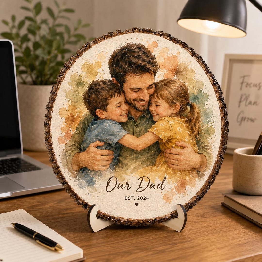 Custom Dad Photo Wooden Sign, Personalized Dad Picture Keepsake, Father ...