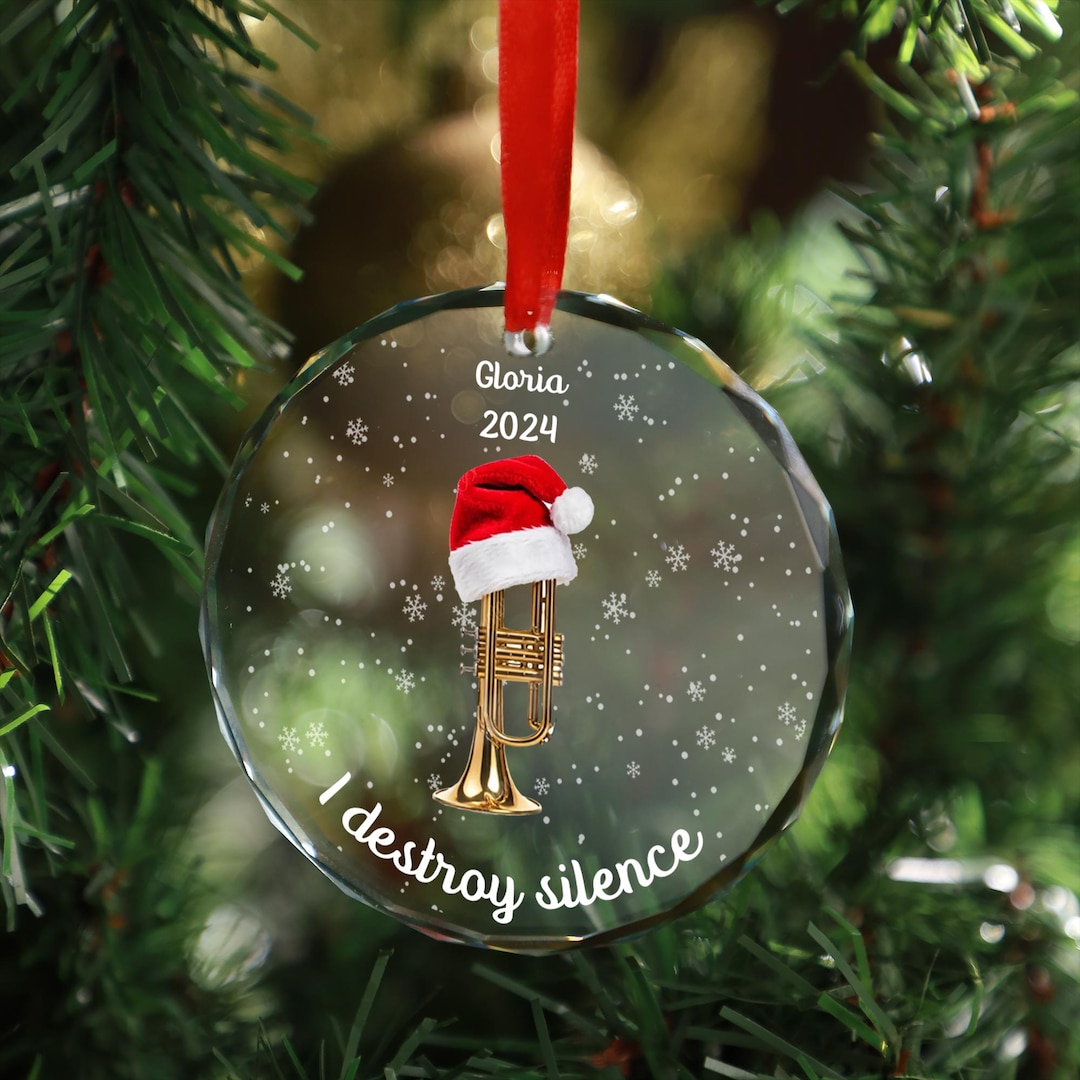 Custom Trumpet Glass Ornament, Brass Instrument Christmas Tree Decor ...