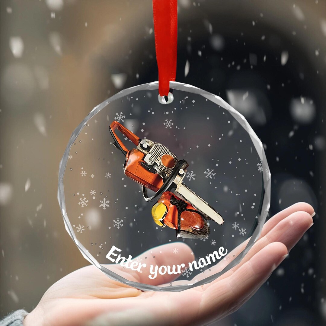 Personalized Chainsaw Glass Ornament, Chainsaw Custom Ornament, Love ...