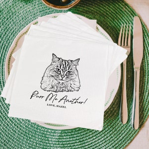 Personalized Illustrated Cat Wedding Napkins, Engagement Party Napkins ...