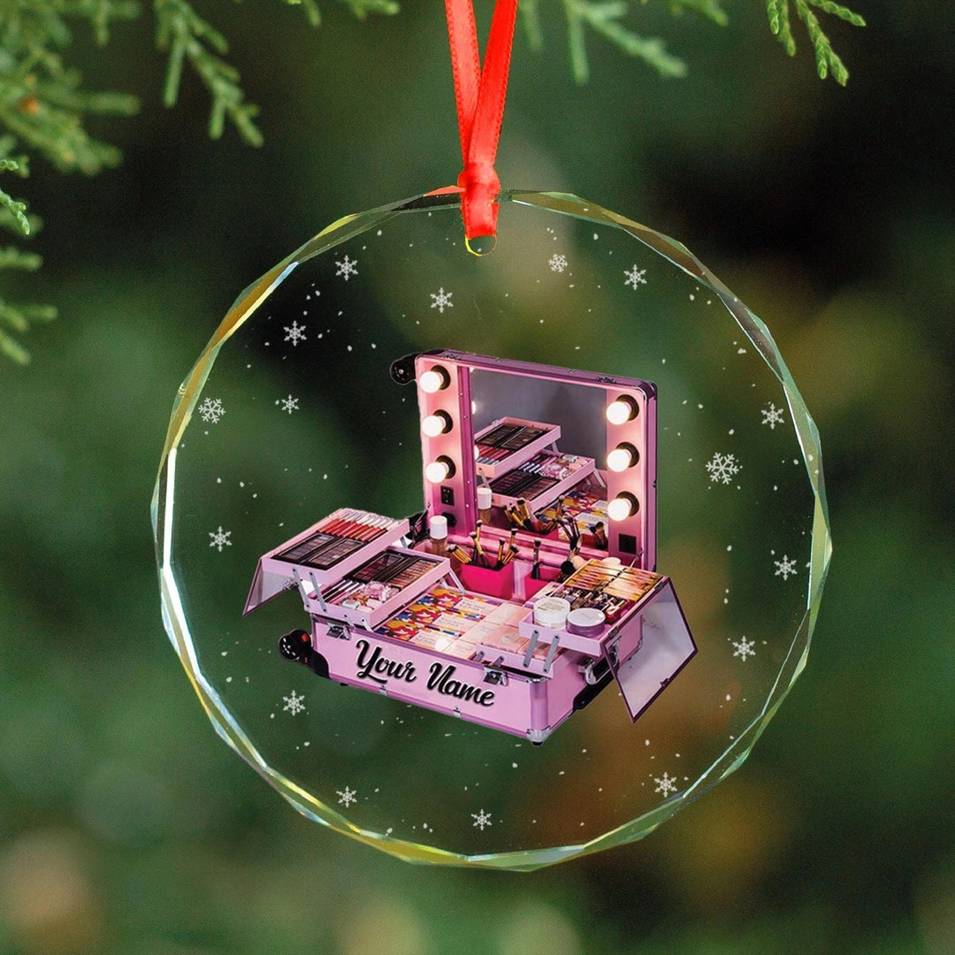Custom Set Makeup Glass Ornament, Makeup Artist Christmas Ornament Gift ...