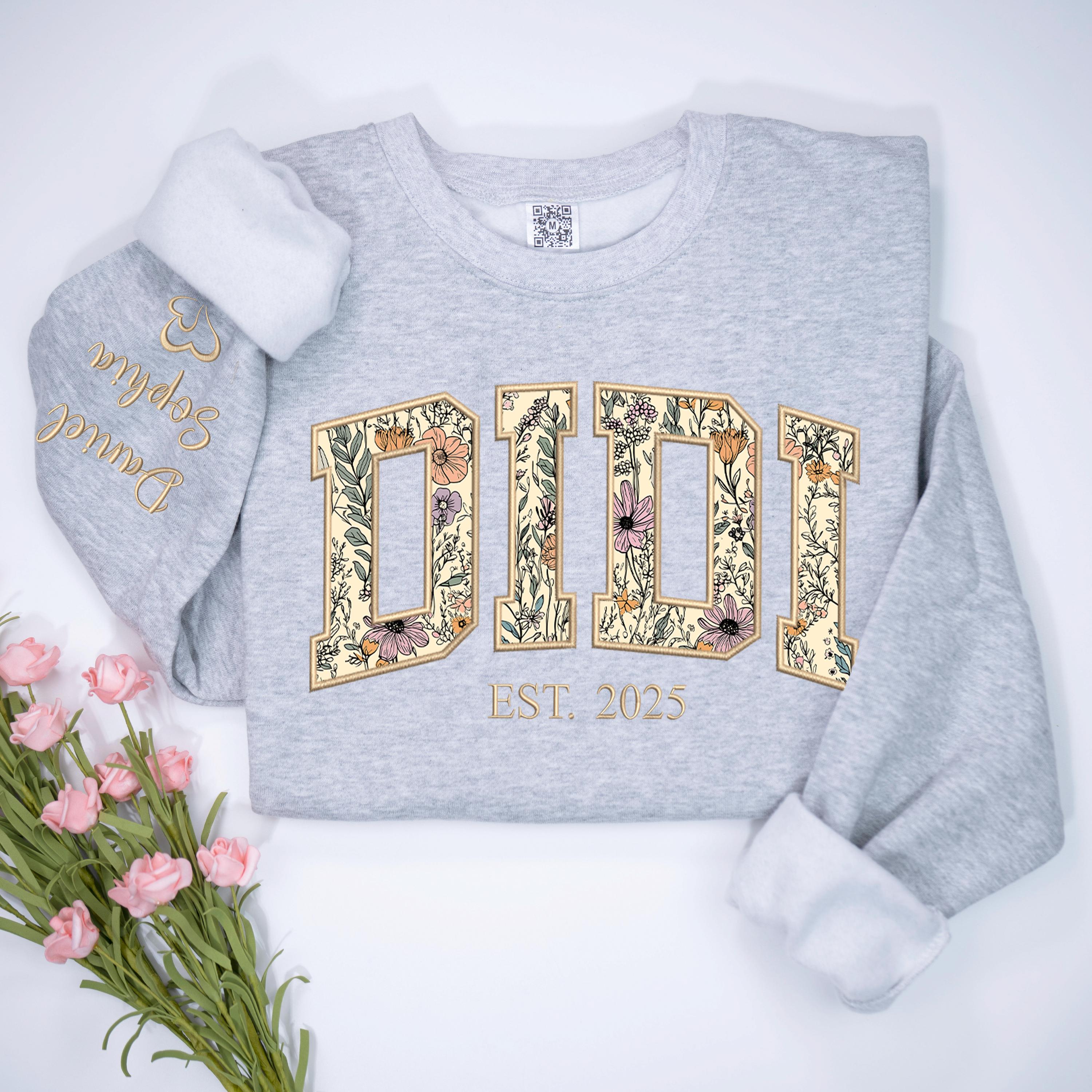 Custom Didi Sweatshirt - Floral Appliqué Embroidered Didi Sweater ...