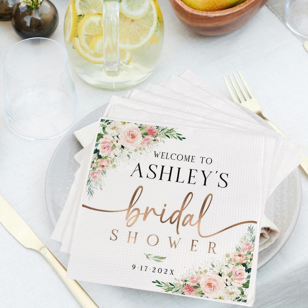 Custom Bridal Shower Napkins Personalized Bridal Brunch Napkins Wedding ...
