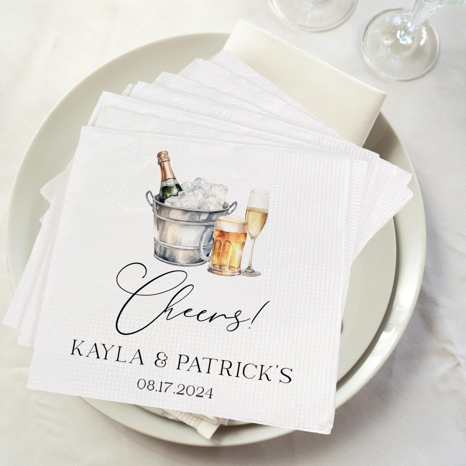 Bubbles and Brew Napkins, Couples Shower Napkins, Beer Champagne ...