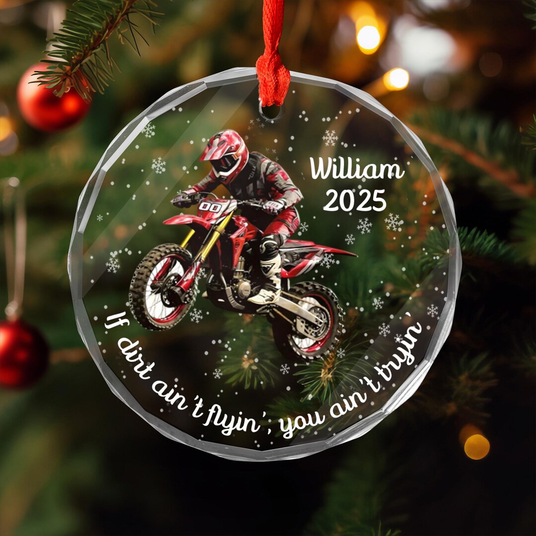 Custom Motor Glass Ornament, Motocross Ornament for Christmas Tree ...