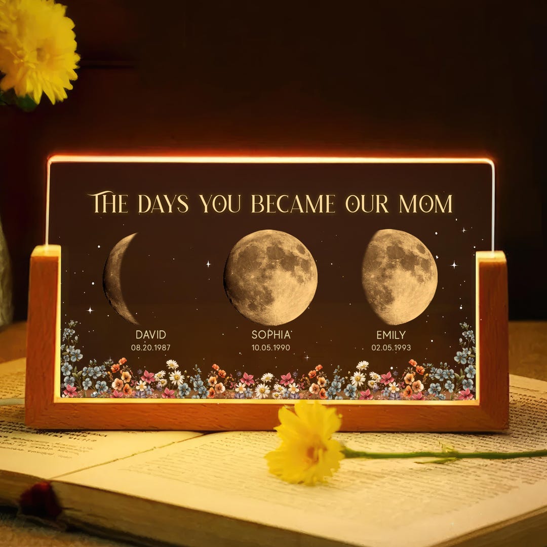 Personalized Birth Moon Phase LED Night Light, the Day You Become Mom ...