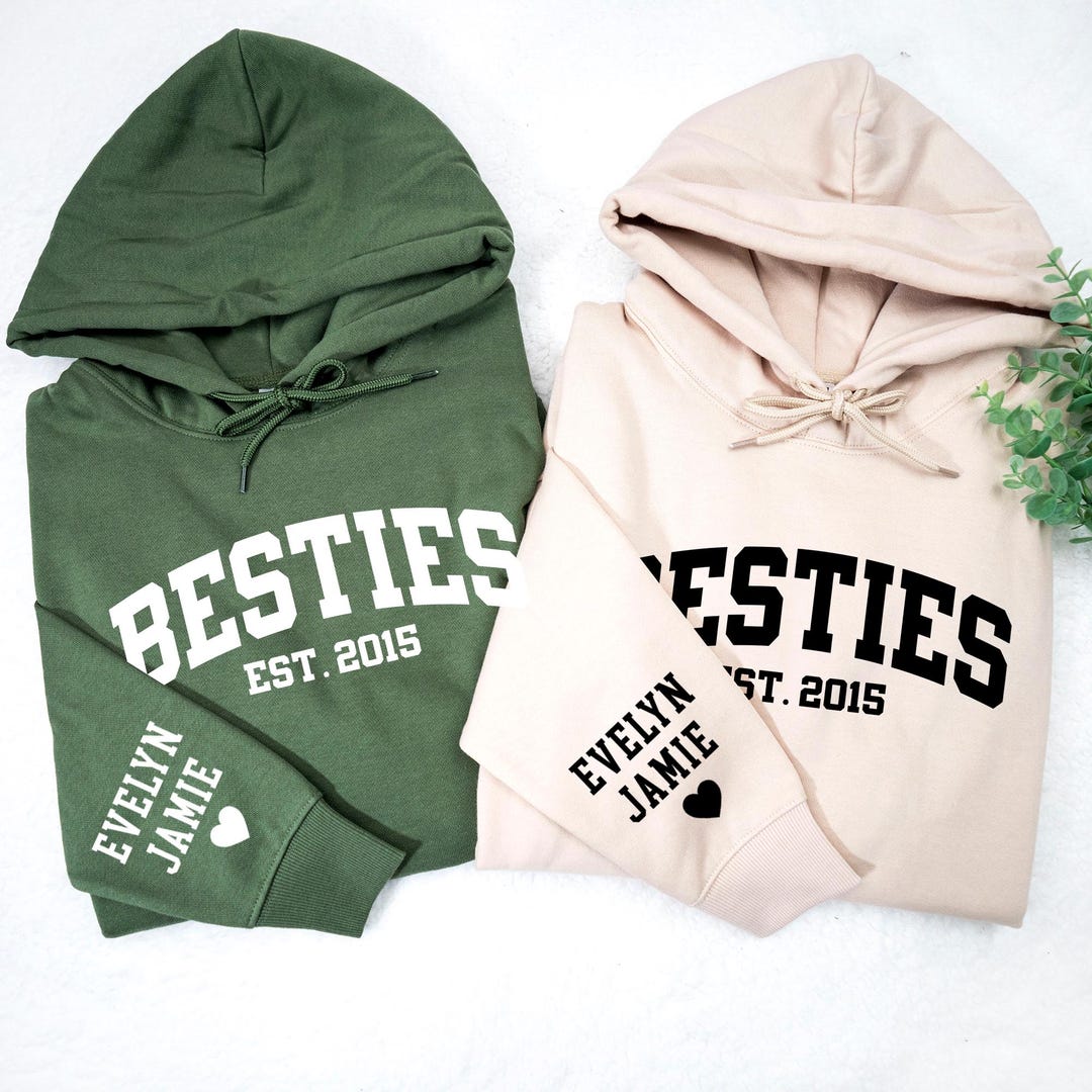 Personalized Besties Hoodie, Custom Bestie EST Hoodie, Best Friend ...
