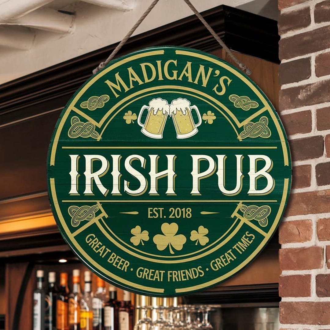 Custom Irish Pub Name Wooden Sign, Wooden Bar Decor, Personalized Sign ...