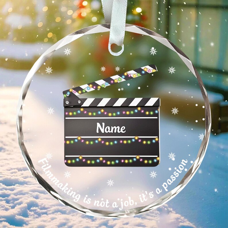 Personalized Film Clapperboard Christmas Glass Ornament, Film Clapper ...