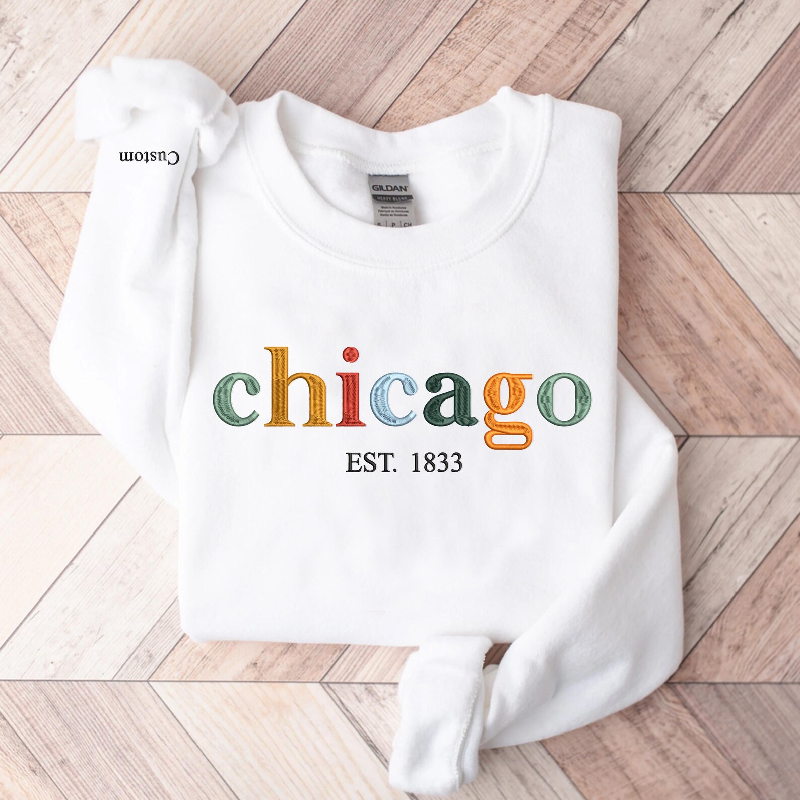 Embroidered Chicago Sweatshirt, Custom City Embroidered Shirt, Custom ...
