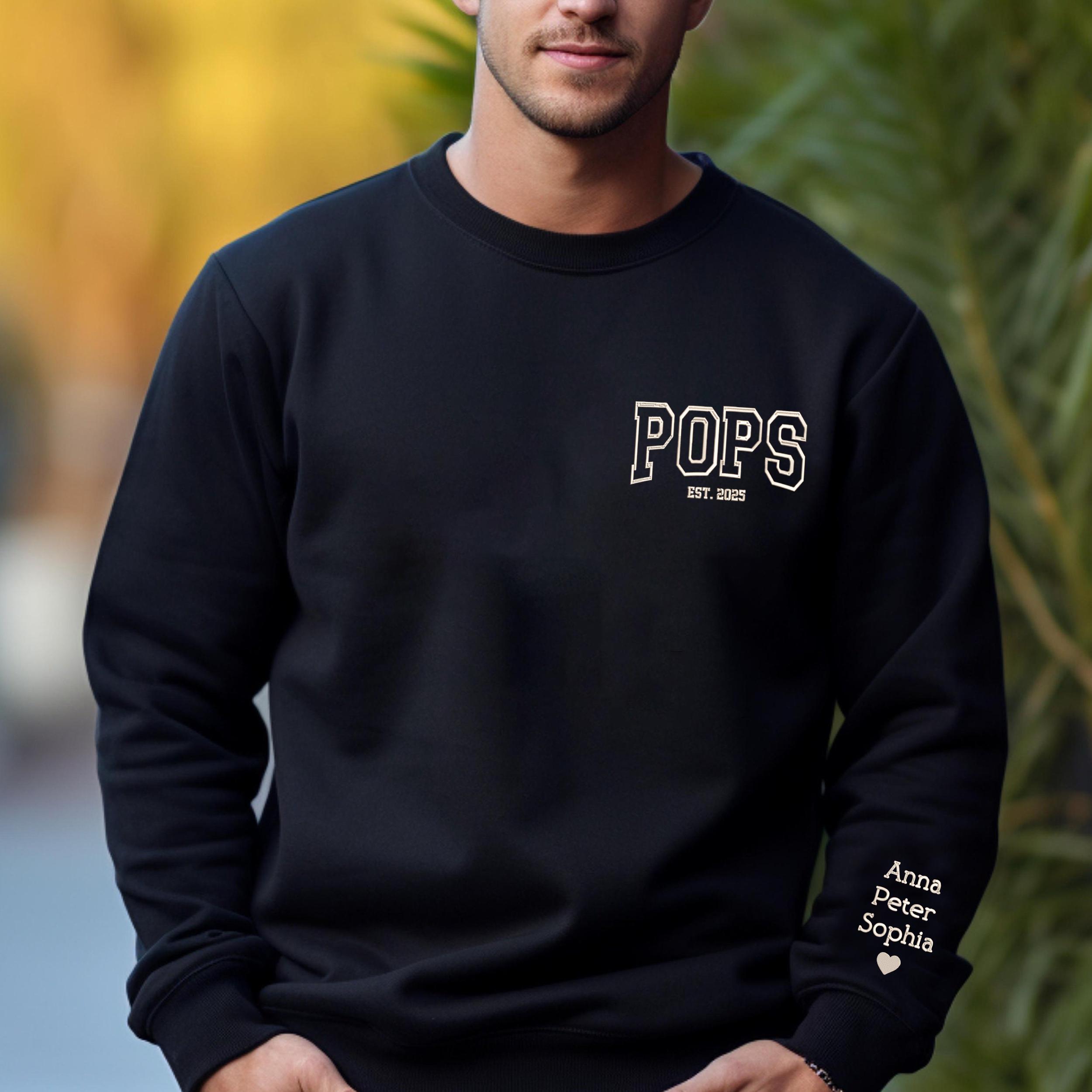Pops Embroidered Sweatshirt, Custom Pops Shirt With Kids Name, Pops ...