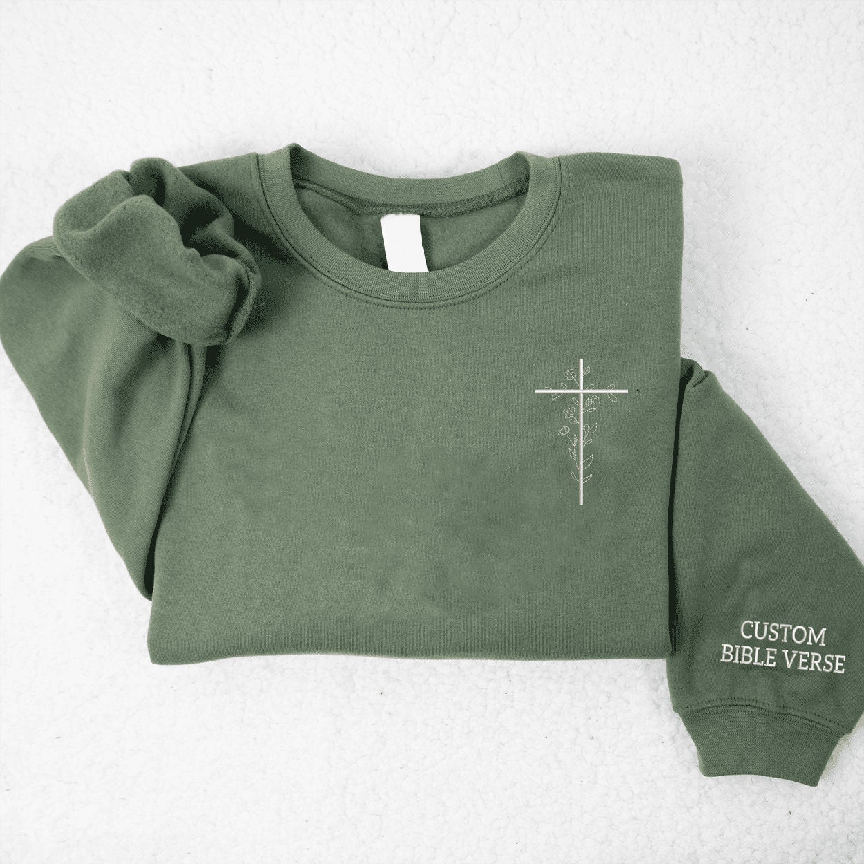 Custom Bible Verse Embroidered Crewneck Sweatshirt Minimal Neutral ...