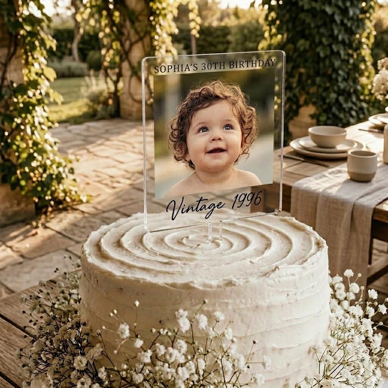 Personalized Photo Acrylic Cake Topper, 30th Birthday Party Decoration ...