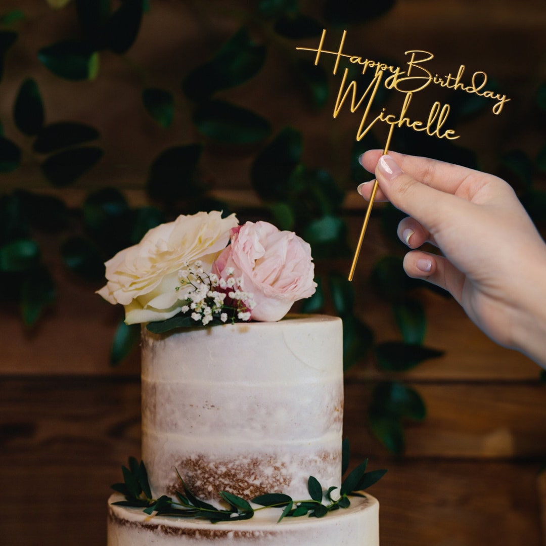 Custom Birthday Cake Topper, Gold Mirror Acrylic Cake Toppers, Custom ...