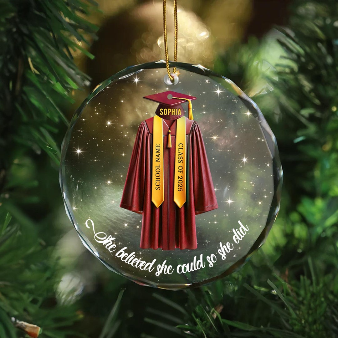 Senior Glass Ornament, Custom Graduation Christmas Ornament ...